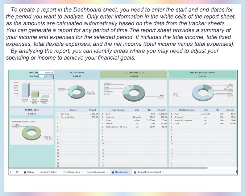 Small Business Expense Tracker Template Financial Log Spending Report ...