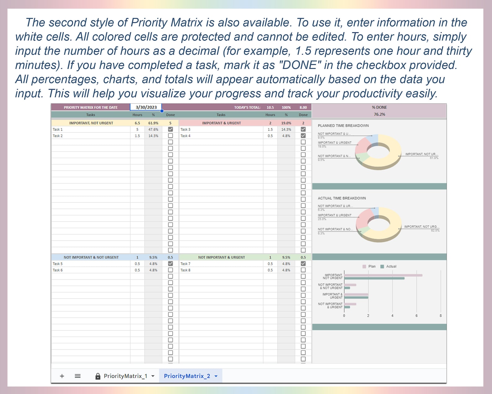 Priority Matrix Spreadsheet, Prioritization Matrix, Action, Project ...