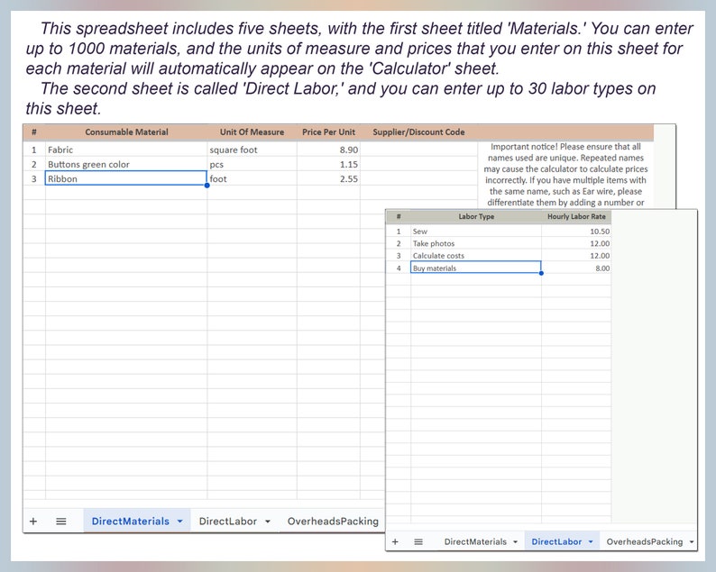 Product Costing Template Excel Pricing Sheet Markup Calculator Small ...