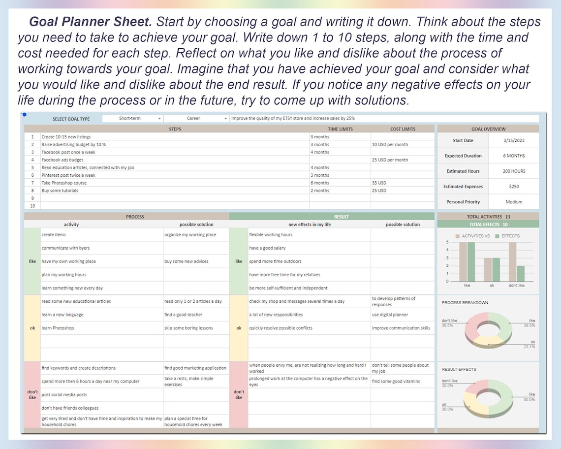 Digital Goal Planner Goal Setting Goal Journal Goal Tracker Goal ...