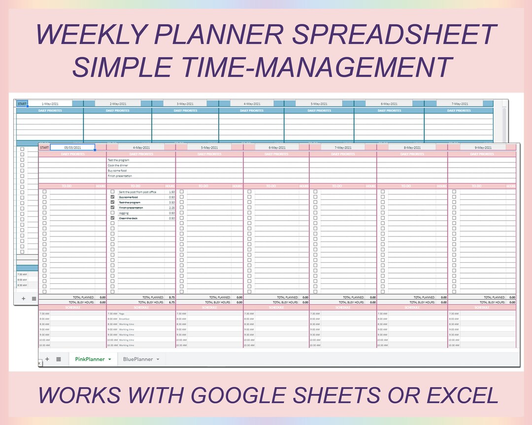 Weekly Planner Sheet Time Management Weekly Schedule Weekly - Etsy