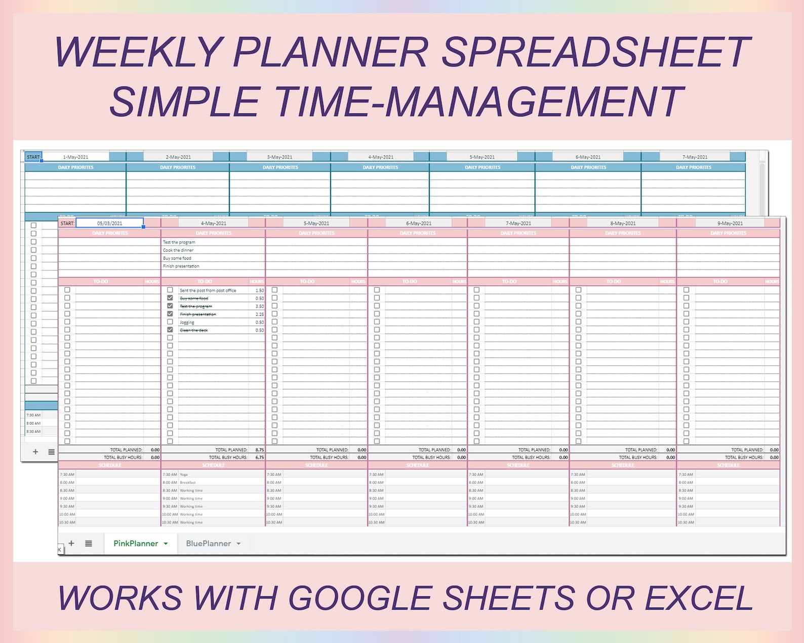 Weekly planner sheet Time management Weekly schedule Weekly | Etsy