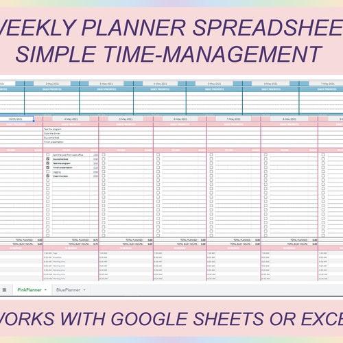 Time Management Digital Planner Excel Daily Sheet Monthly - Etsy