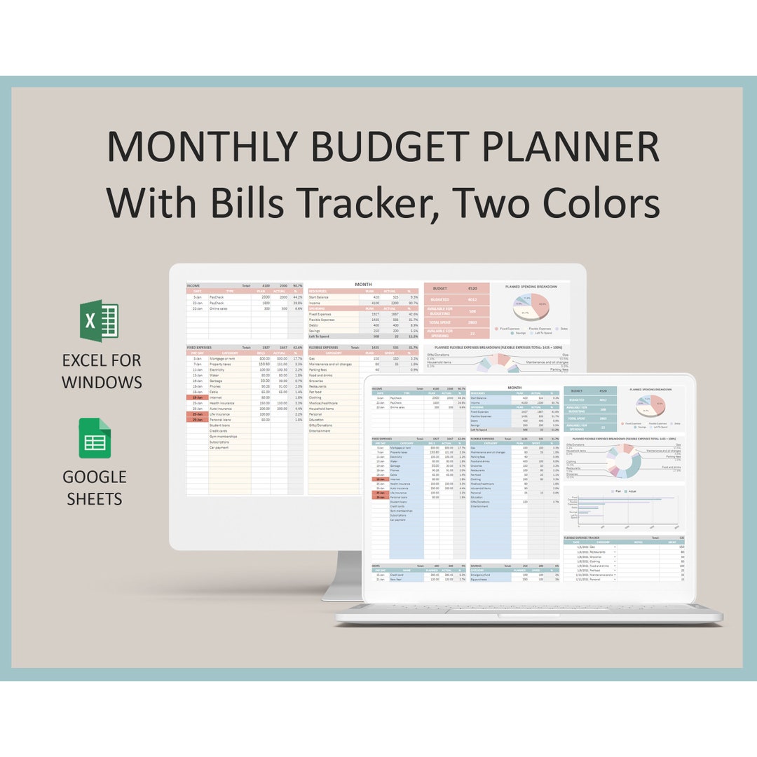 Excel Monthly Budget Template Google Sheets Planner Budget Spreadsheet ...