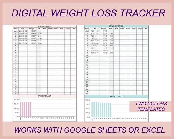 Digital weight loss tracker Weight loss planner Weight loss | Etsy