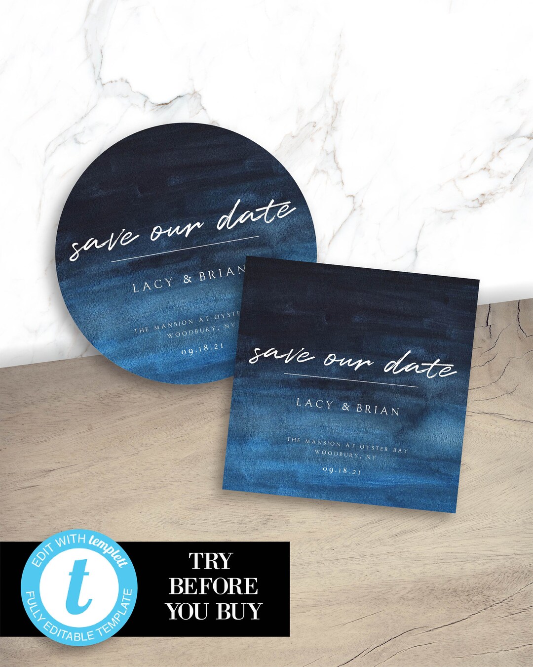 Printable Save the Date Card Template Square Save the Dates Templett ...