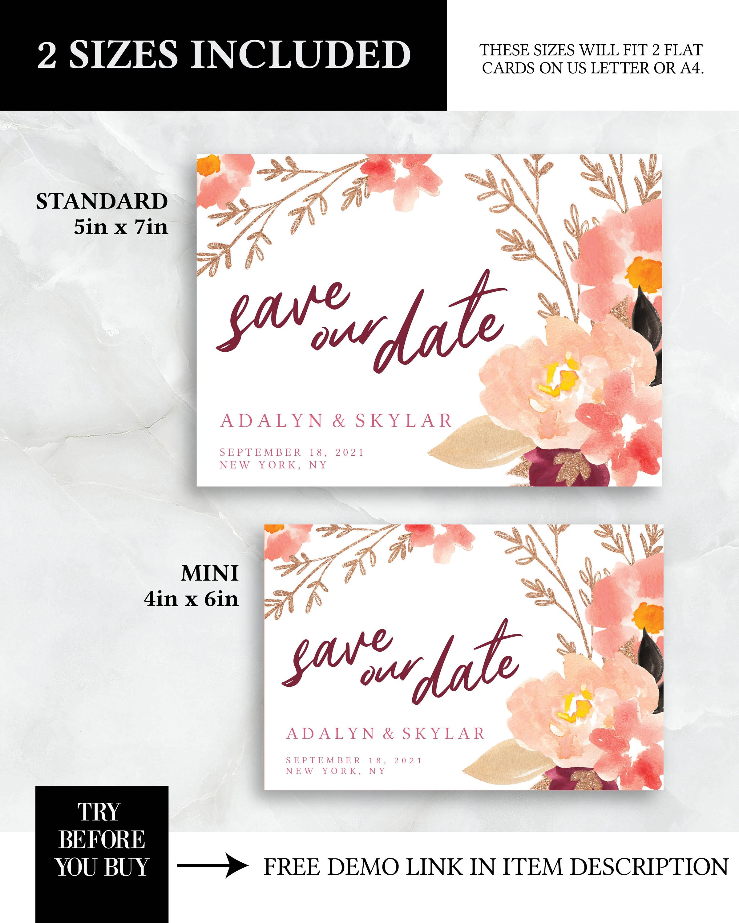 Printable Save the Date Card Template Save the Dates Templett Editable ...