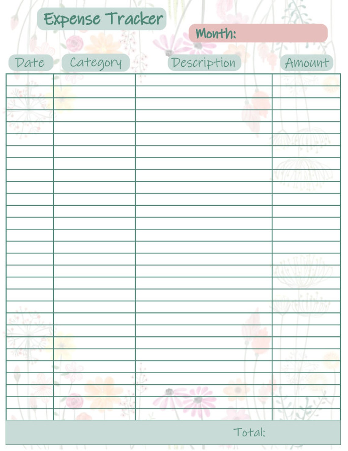 Printable Flower Budget Planner Budget Bundle Financial | Etsy