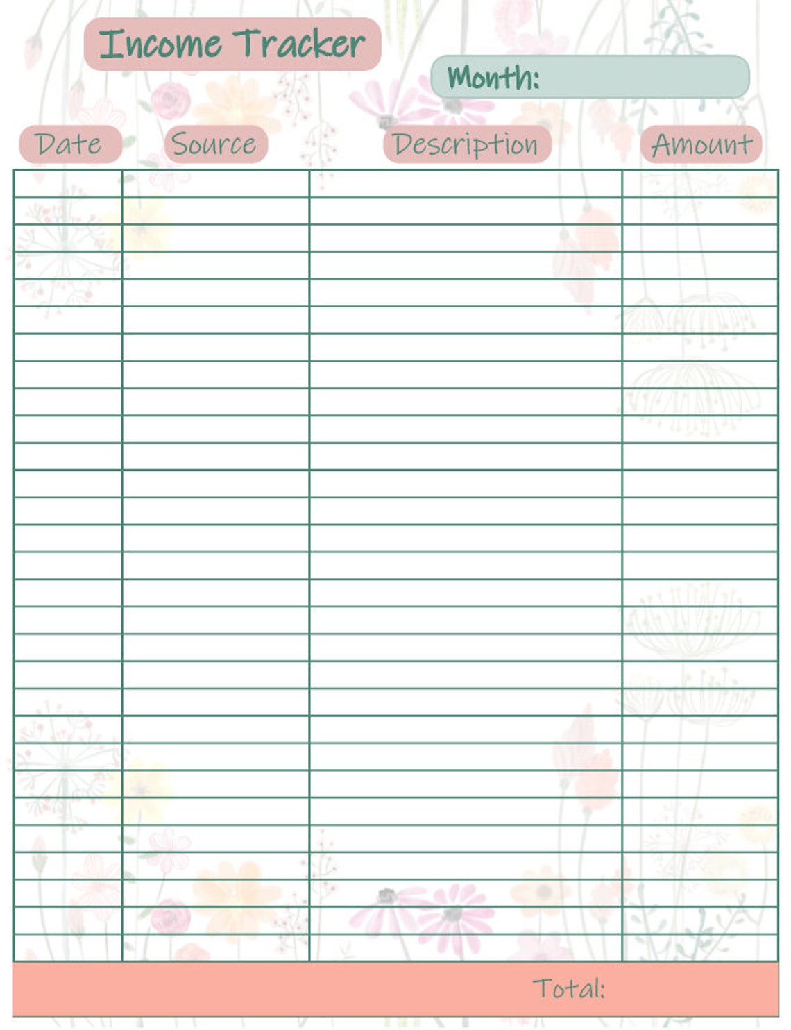 Printable Flower Budget Planner Budget Bundle Financial | Etsy