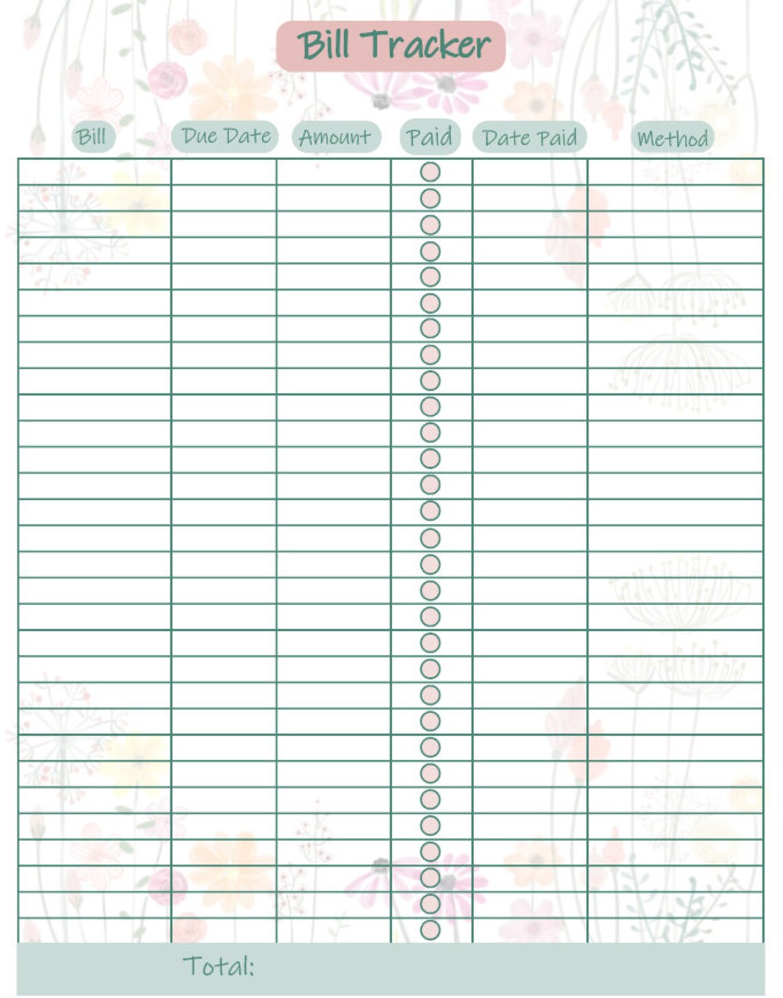 Printable Flower Budget Planner Budget Bundle Financial | Etsy