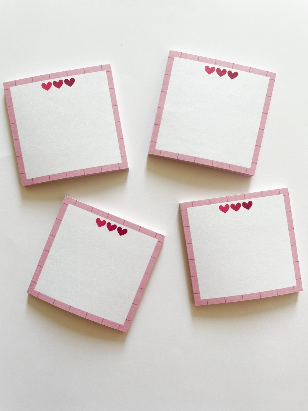 Pink Hearts Sticky Notes | Mini Notepad, Cute Stationery, Positive Note ...