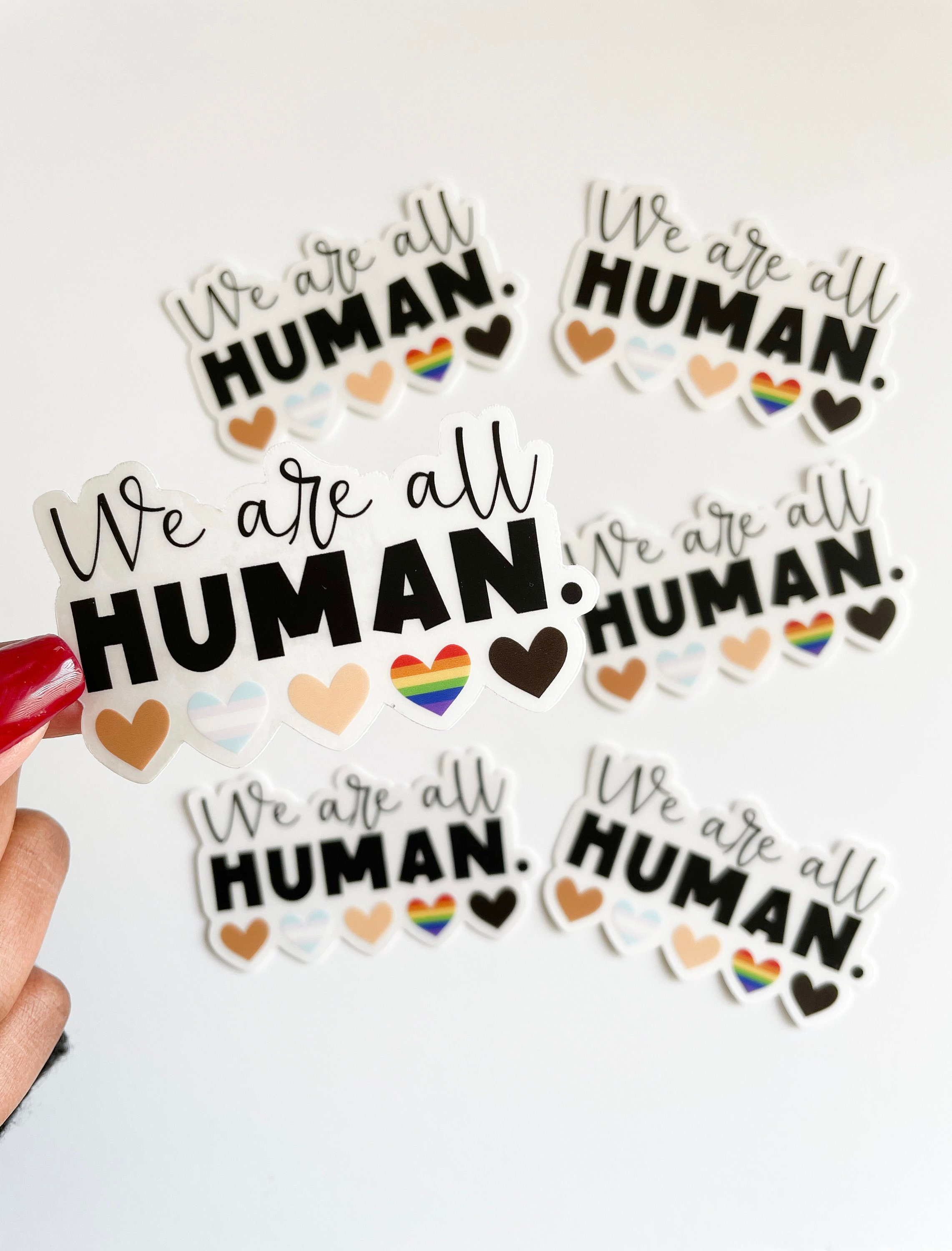 CLEAR We Are All Human Sticker | Vinyl Waterproof Sticker - Etsy