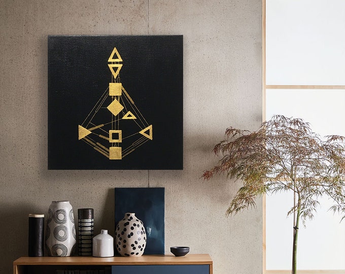 Math Teacher Gift, Pi, Oil Painting on Black Canvas, 24k Gold Leaf ...