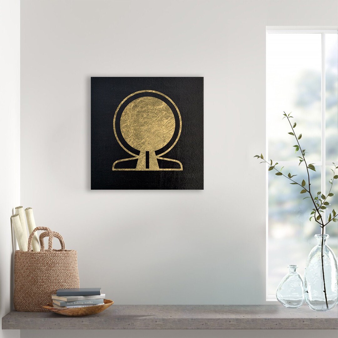 Protection Wall Art Amulet, Oil Painting on Black Canvas, 24k Gold Leaf ...