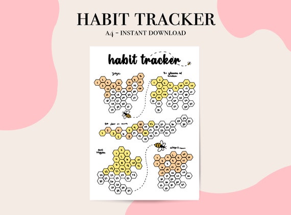 Bees Habit Tracker Habit Tracker Monthly Yearly Habit Honey | Etsy