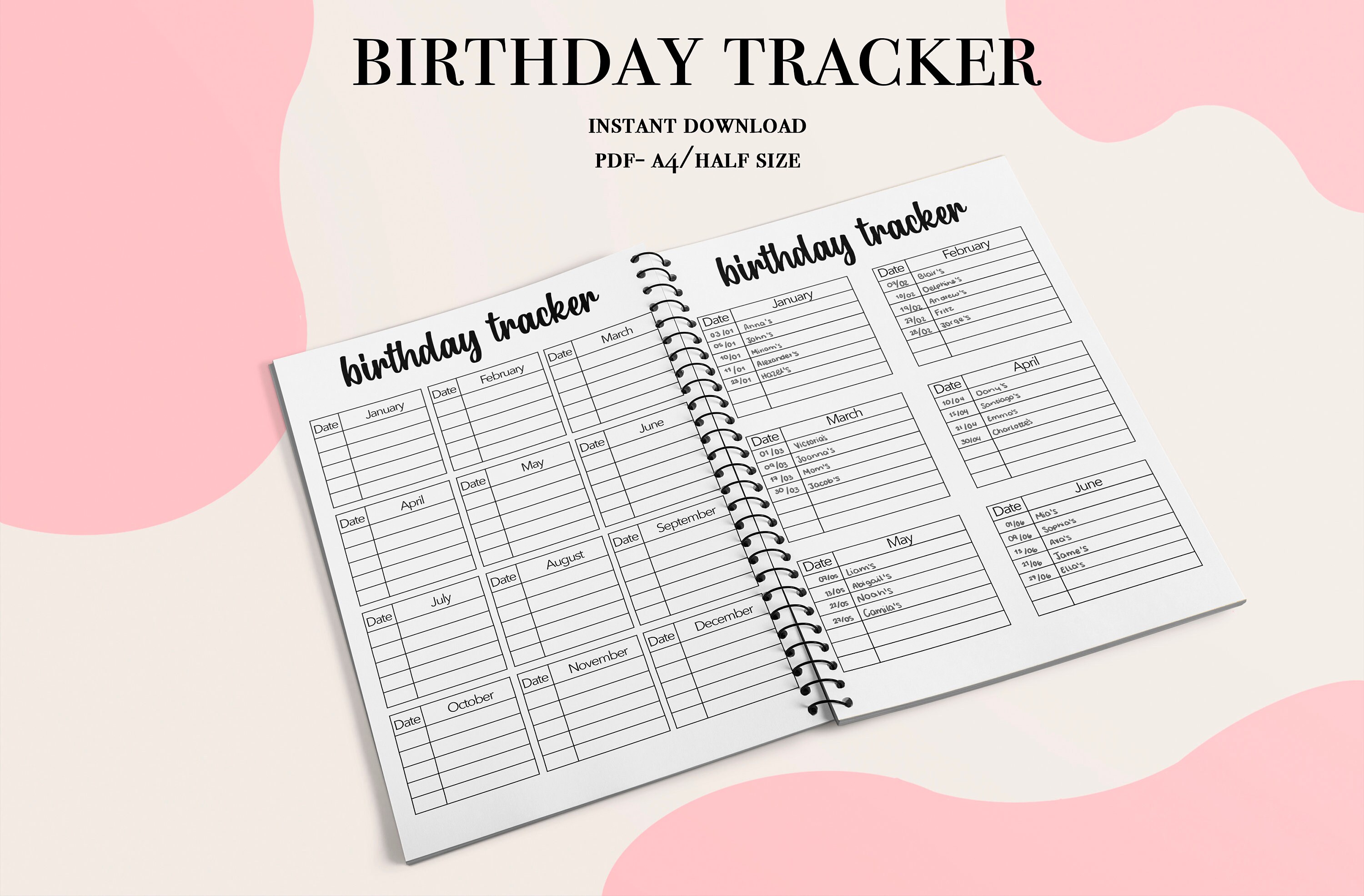 Printable Birthday Tracker