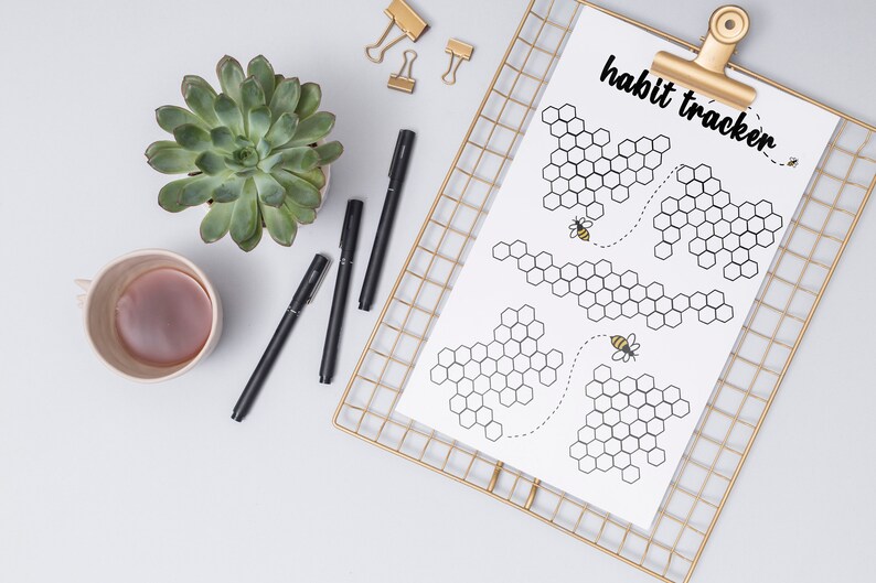 Bees Habit Tracker Habit Tracker Monthly Yearly Habit Honey - Etsy