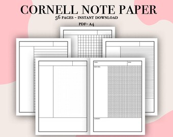 Cornell Notes Method Paper Note Taking Template Student Note Dot Grid ...
