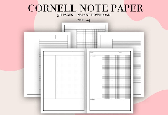 56 Cornell Notes Method Paper Dot Lined Note A4 Letter Half Size PDF ...