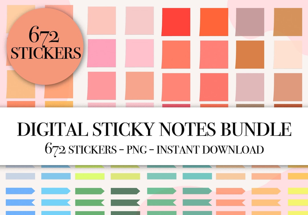 Digital Sticky Notes Bundle Pack, 672 Stickers, iPad Sticky Notes ...