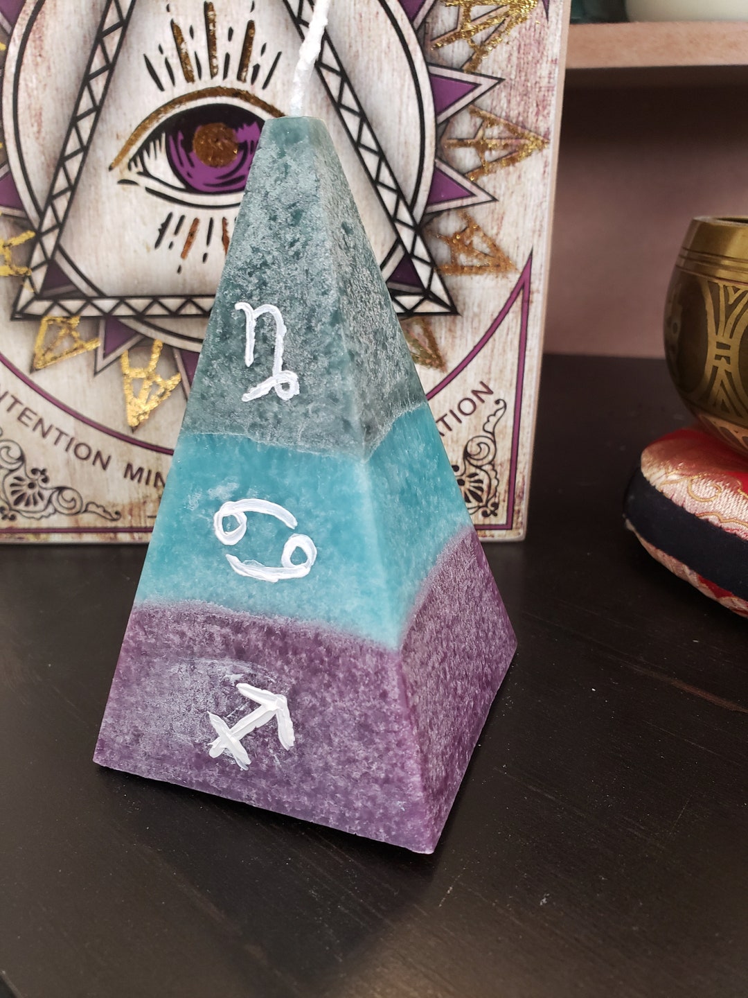 Customizable Sun/moon/rising Pyramid Candle With Crystals - Etsy