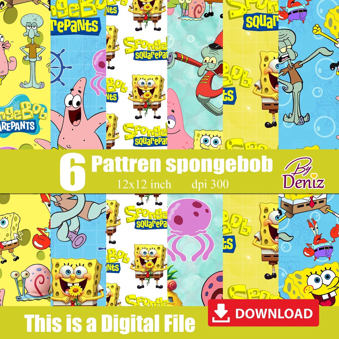6 Spongebob Digital Paper Digital Download - Etsy