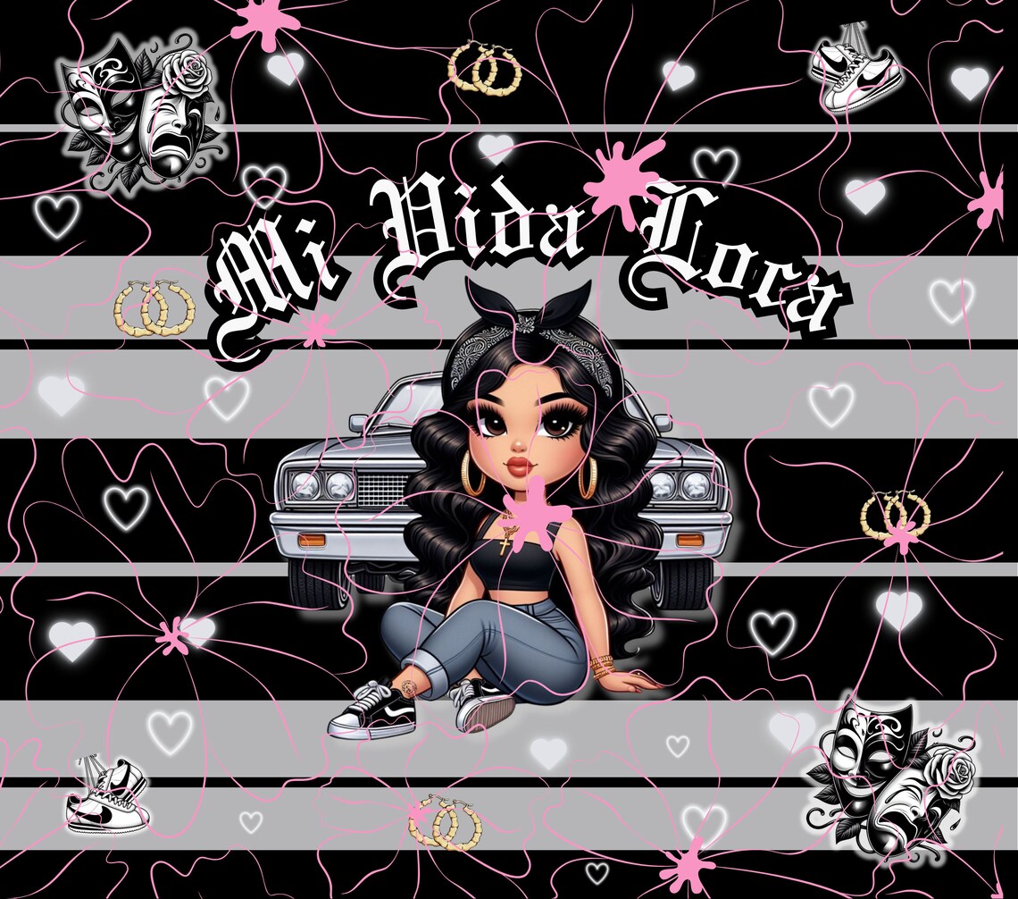 Tumbler 20 OZ Wrap PNG Chicano Spanish Girl Cholo, Chola La Sadgirl ...