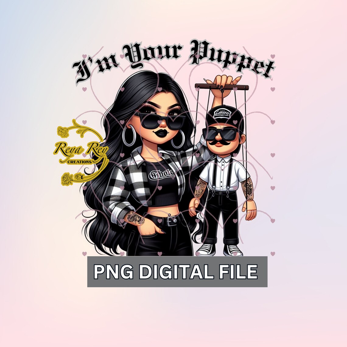 I'm Your Puppet, Chicano Cholo Couple, Old School, Backdrop, PNG Only ...