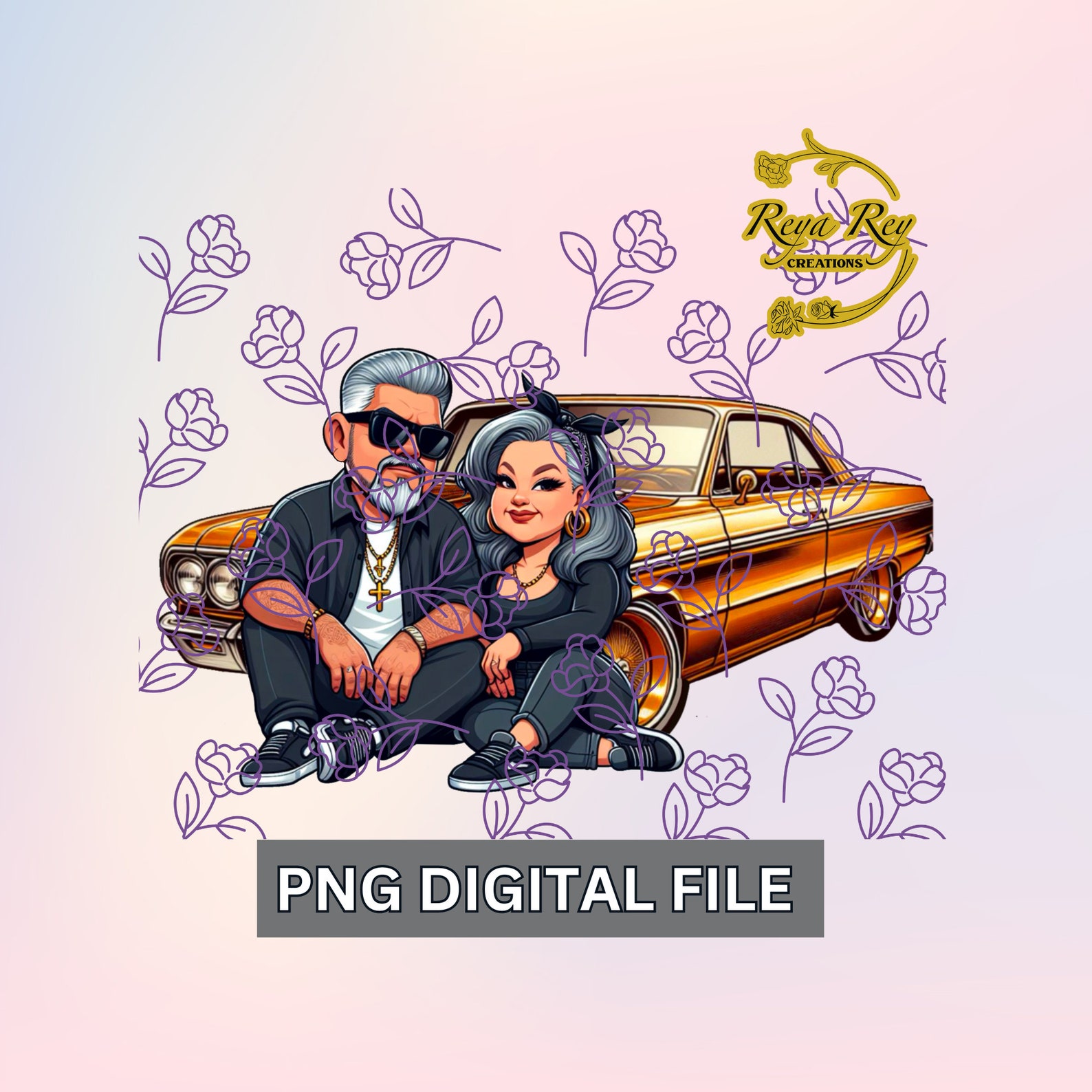 Cholo Couple PNG, Lowrider. Chola Couple Digital File, Couple Digital ...