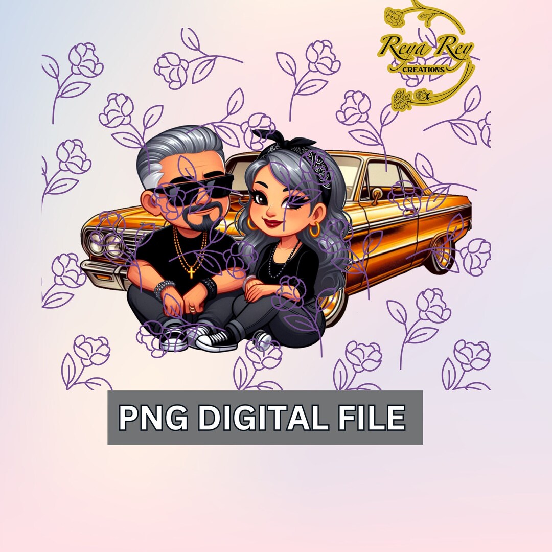 Cholo Couple PNG, Lowrider. Chola Couple Digital File, Couple Digital ...