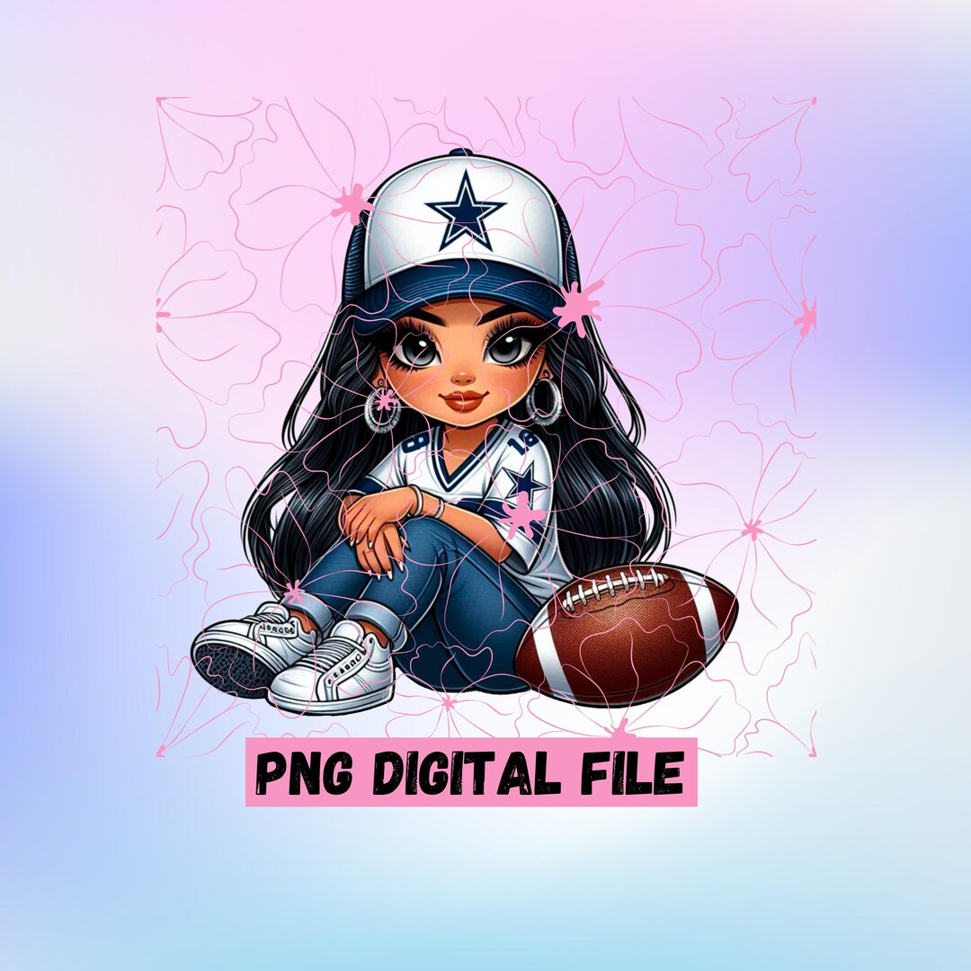 Football Girl, Blue Fan Cowboys Chicana Old School Png, Chola Girl Png ...
