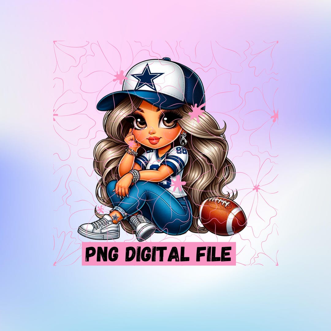 Football Girl, Blue Fan Cowboys Chicana Old School Png, Chola Girl Png ...