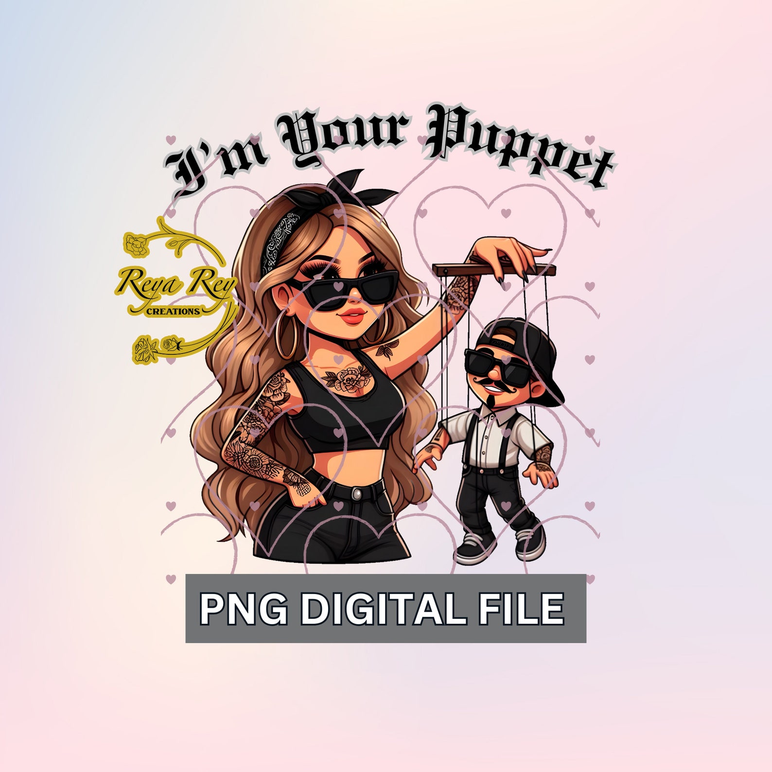 I'm Your Puppet, Chicano Cholo Couple, Old School, Backdrop, PNG Only ...