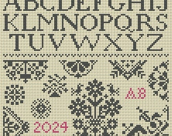 Quaker Cross Stitch Sampler PDF Chart/pattern Using Original Quaker ...