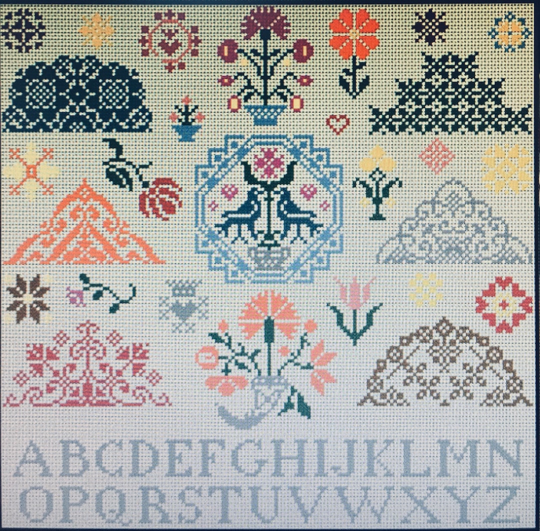 Quaker Cross Stitch Sampler Chart/pattern Using Original Quaker Motifs ...