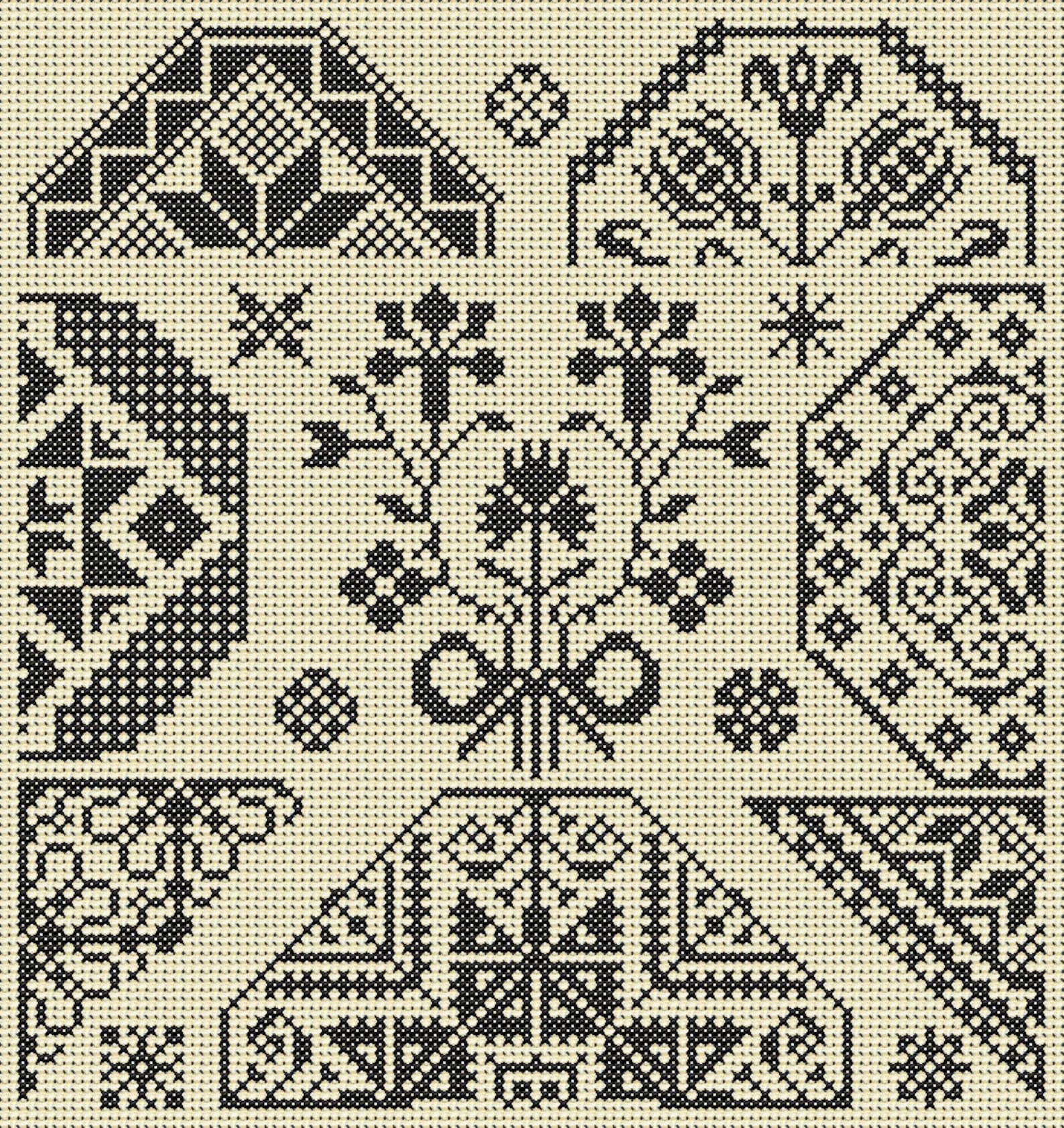 NEW BOOK! Quaker Samplers in Cross Stitch PDF Book Uses the Beautiful Medallion Motifs and ...