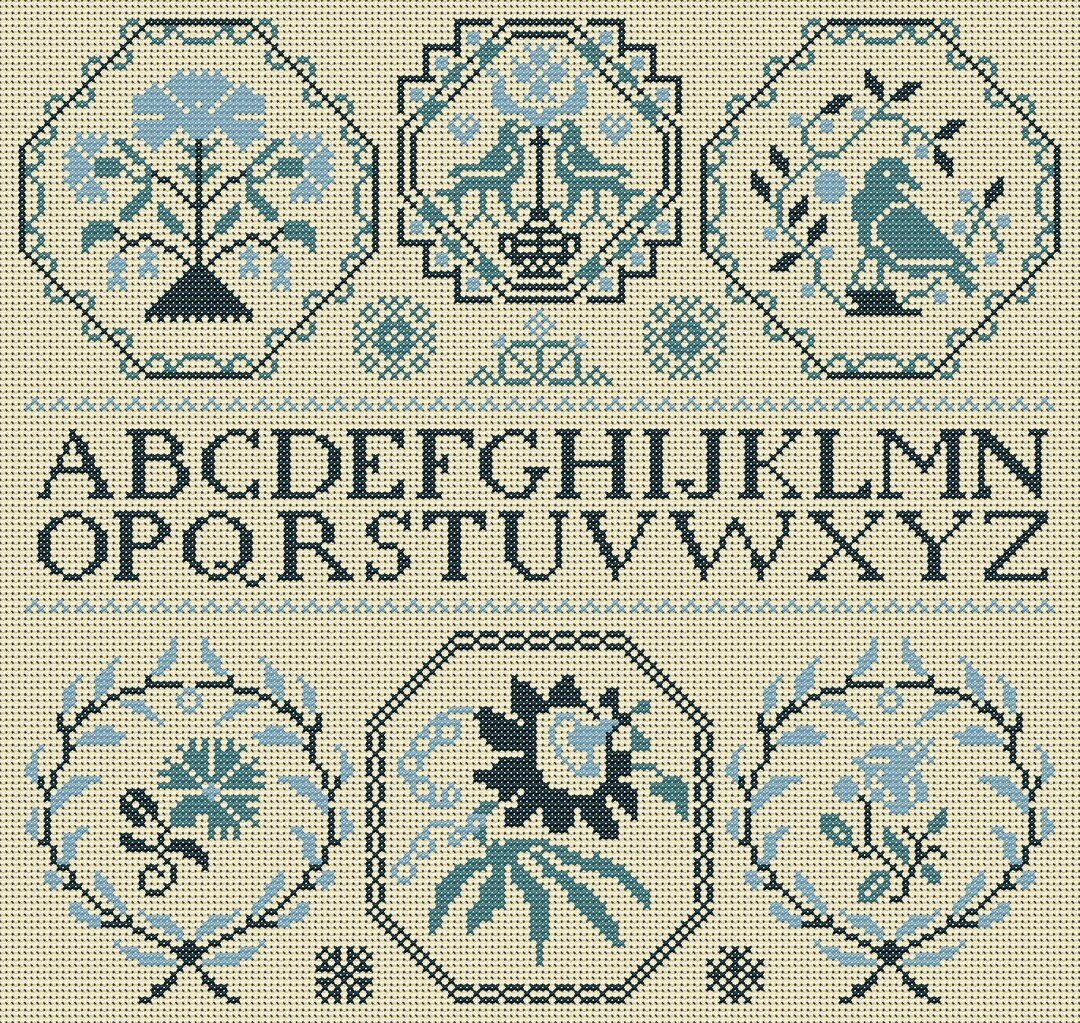 Quaker Cross Stitch Sampler PDF Chart Using Original Quaker Motifs and ...