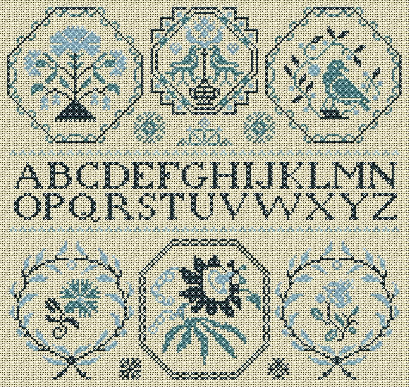 Quaker Cross Stitch Sampler PDF Chart Using Original Quaker Motifs and ...