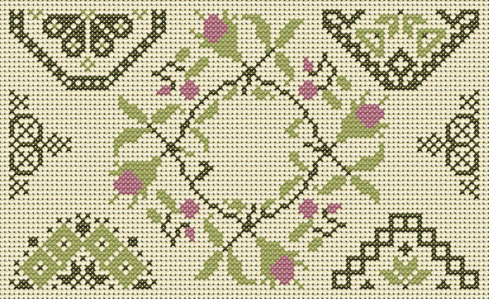 NEW BOOK! Quaker Samplers in Cross Stitch PDF Book Uses the Beautiful Medallion Motifs and ...