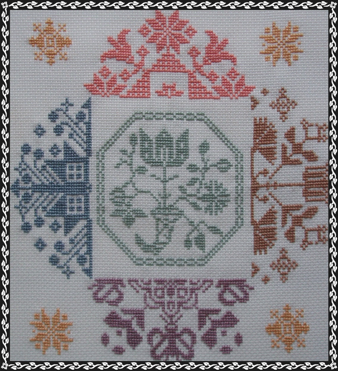 Quaker Samplers in Cross Stitch PDF Book Uses the Beautiful Medallion ...