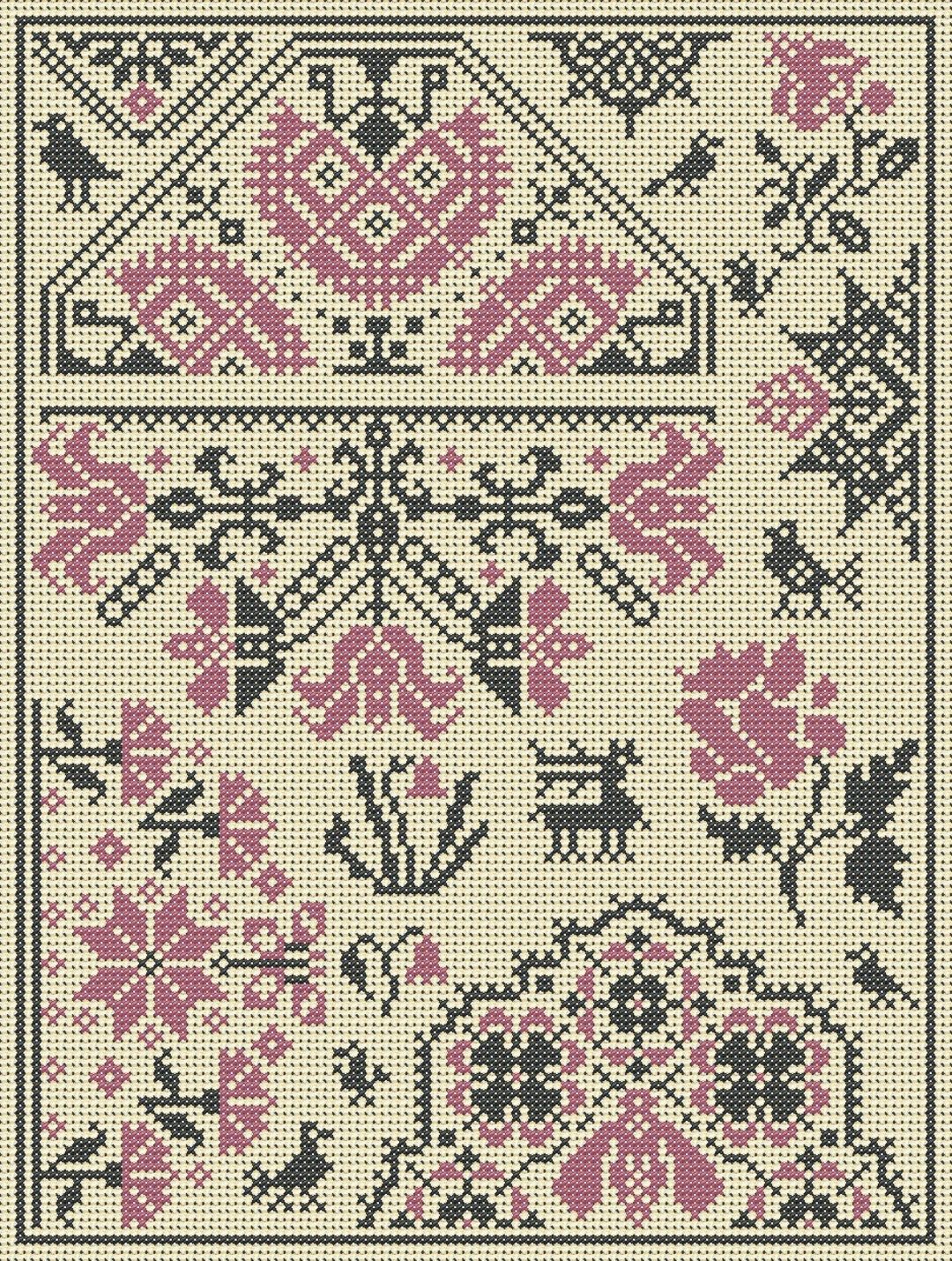 Quaker Cross Stitch Sampler PDF Chart/pattern Using Original Quaker ...
