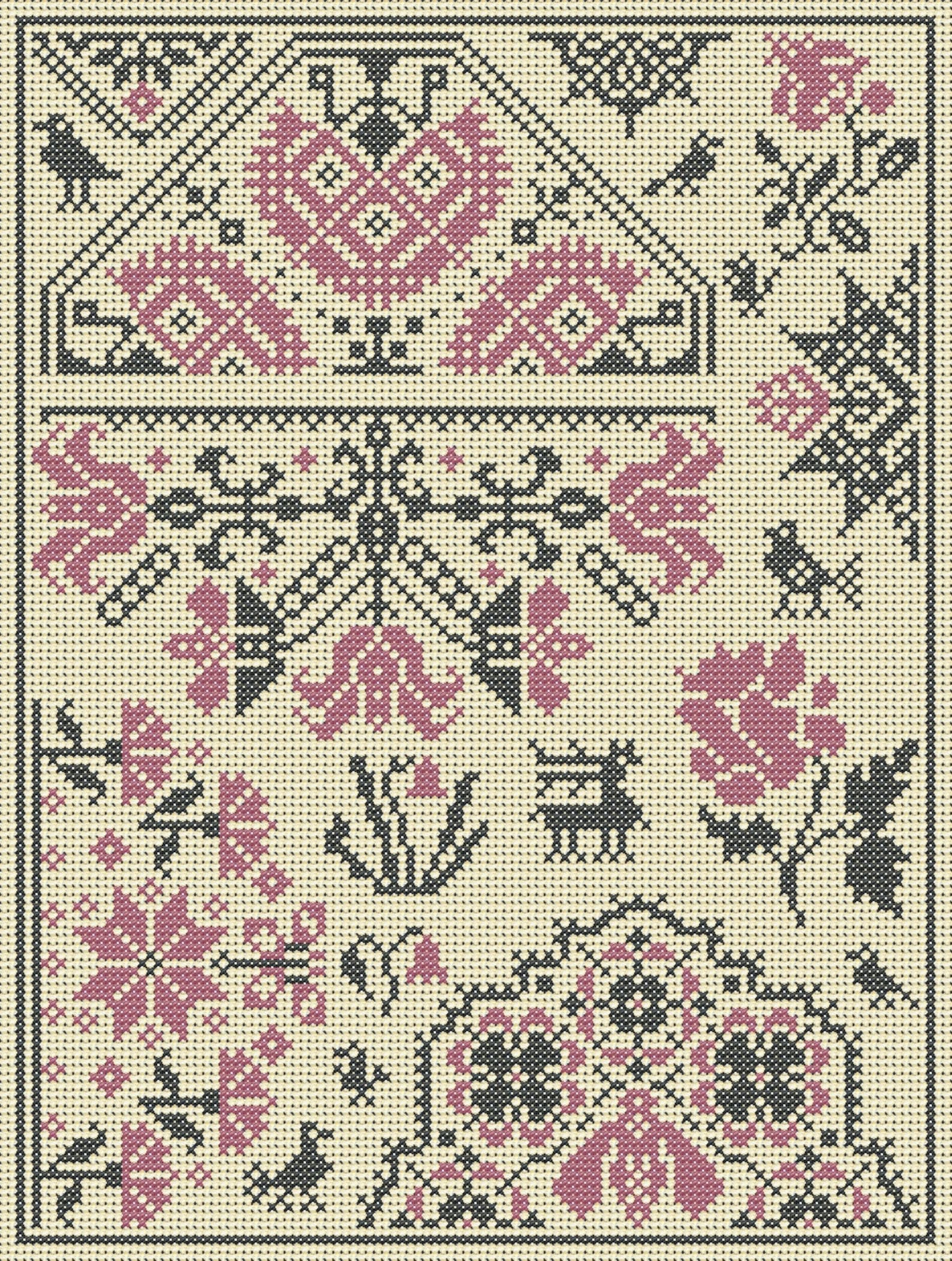 Quaker Cross Stitch Sampler PDF Chart/pattern Using Original Quaker ...