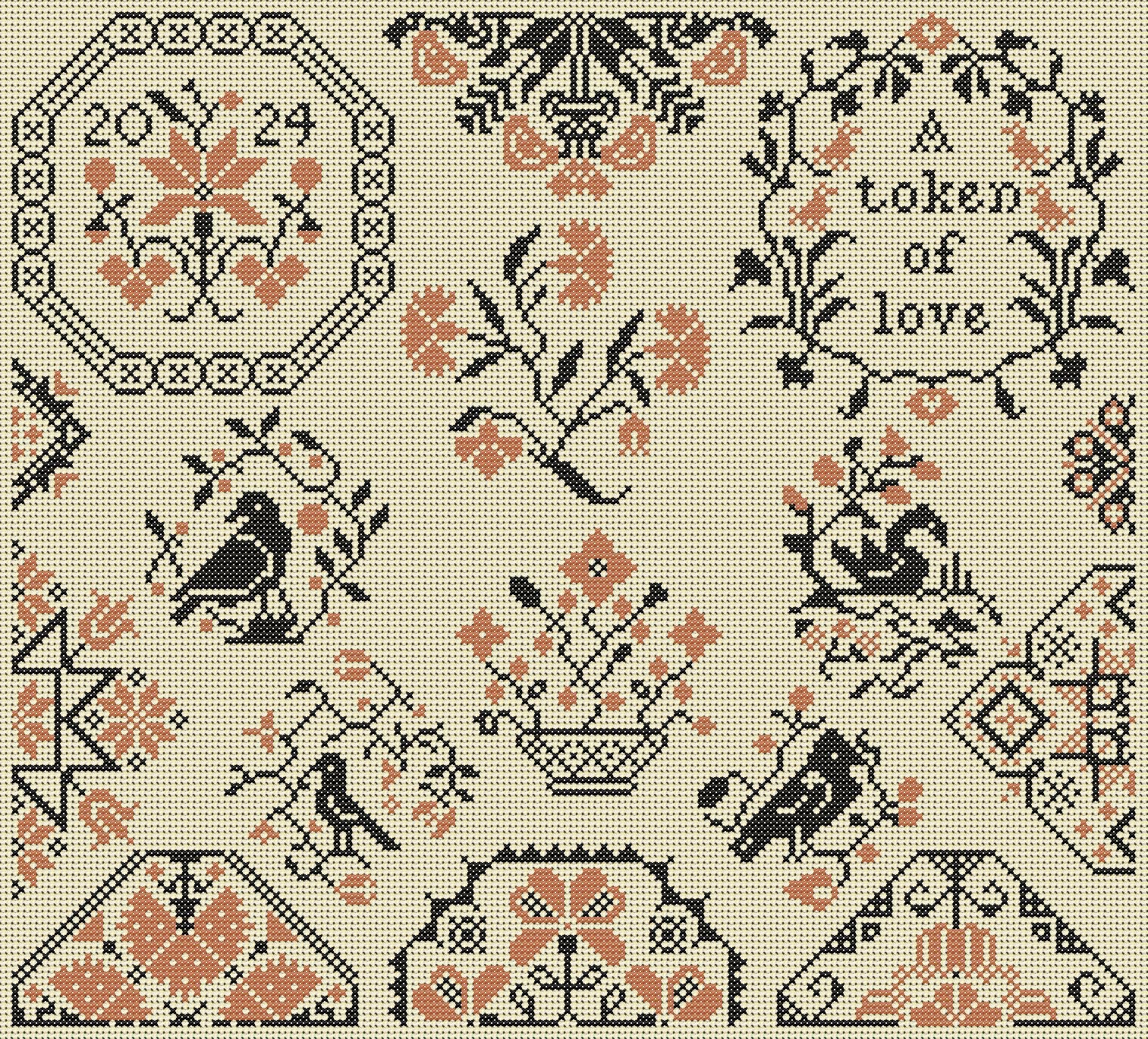 Quaker Cross Stitch Sampler PDF Chart Using Original Quaker Motif ...