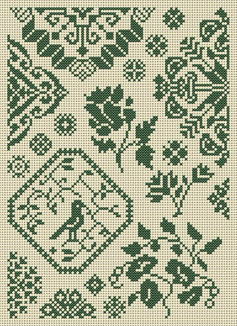 Quaker Cross Stitch Sampler PDF Chart Using Original Quaker Motifs and ...