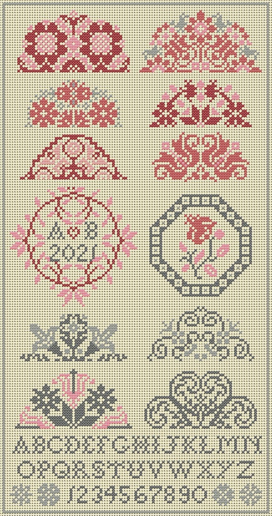 Quaker Cross Stitch Sampler PDF Chart/pattern Using Original Quaker ...