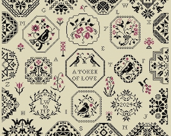 Quaker Cross Stitch Sampler PDF Chart/pattern Using Original Quaker ...
