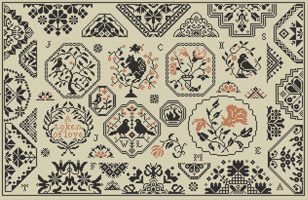 Quaker Cross Stitch Sampler PDF Chart/pattern Using Original Quaker Motifs - Etsy