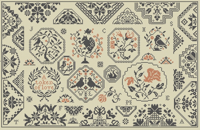 Quaker Cross Stitch Sampler PDF Chart/pattern Using Original Quaker ...