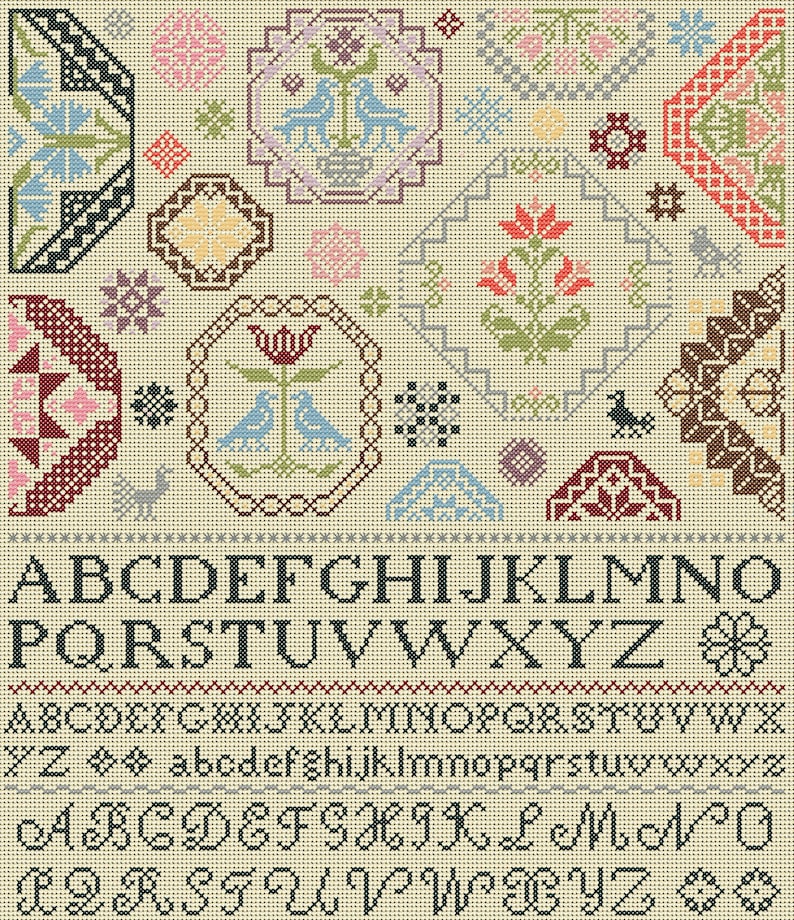 Quaker Cross Stitch Sampler PDF Chart/pattern Using Original Quaker ...