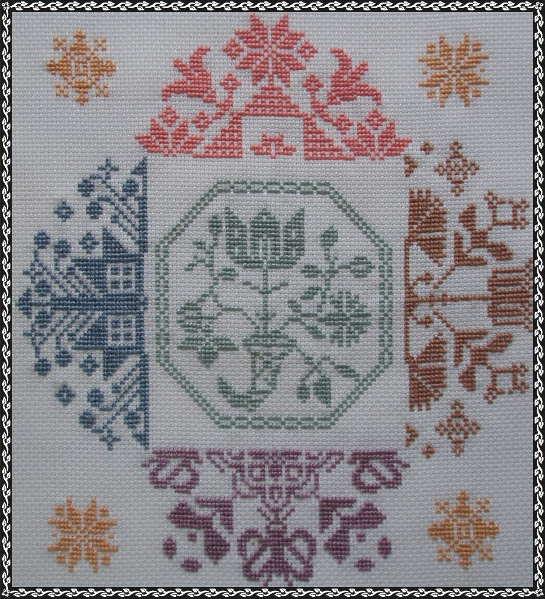 Quaker Cross Stitch Sampler Pattern/chart Using Original Quaker Motifs ...